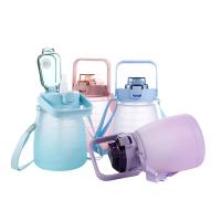 China 1200ml Tritan Motivational Plastic Water Bottle with Straw for Children BPA Free for sale