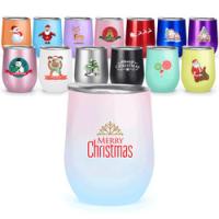 China Marble Double Wall Stainless Steel Vacuum Insulated Wine Tumbler 8oz 304 for sale