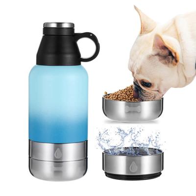 China Stainless Steel 1 Liter Insulated Pet Water Bottle with Detachable Dog Bowl for sale