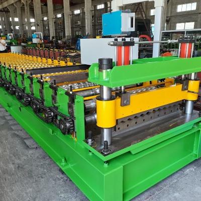 China 0.3-0.8mm PPGI Color Coated Corrugated Roof Sheet Roll Forming Machine 1220mm for sale