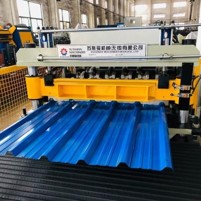 China Trapezoidal Roof Roll Forming Machine Chile TR6 7.5KW 0.3-0.8mm Thickness for sale