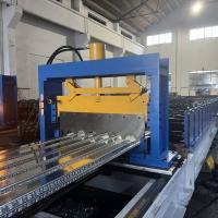 China Galvanized Steel 0.7-1.5mm 20m/min Hydraulic Cutting Floor Deck Roll Forming Machine 28 Stations for sale