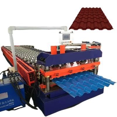 China 0.3mm-0.8mm Thickness Ruukki Glazed Tile Making Roof Panel Roll Forming Machine for sale