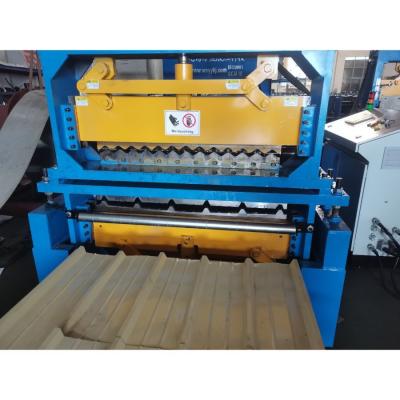 China Double Layer Roll Forming Machine 22 Gauge 1220mm Coil Width Trapezoidal Corrugated Roofing Sheet Making Machine for sale