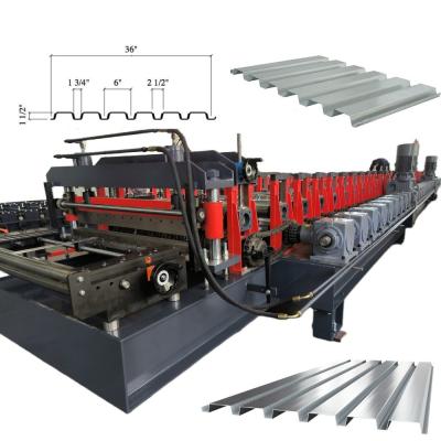 China 1.5 Inches B Type Deck Floor Roll Forming Machine With Embossing Strengthen Patterns for sale