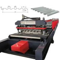 China Galvanized Steel Type B Composite Metal Double Layer Deck Floor Decking Roll Forming Machine With Strengthen Embossing for sale