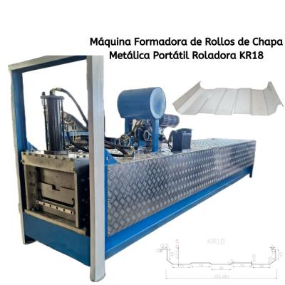 China Portable KR18 KR24 Beam Standing Seam Roof Sheet Roll Forming Machine 11 Stations 24HP Gasoline Engine for sale