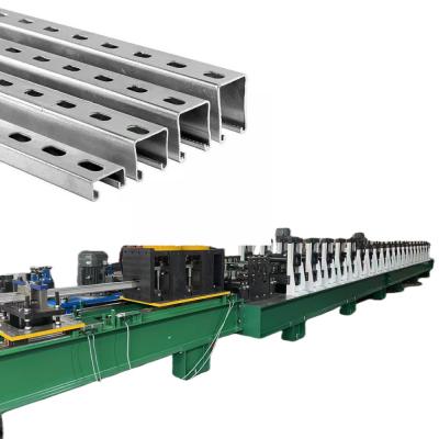 China 2.5mm Galvanized Steel Stainless Steel C Strut Channel Roll Forming Machine 20-24 Stations for sale