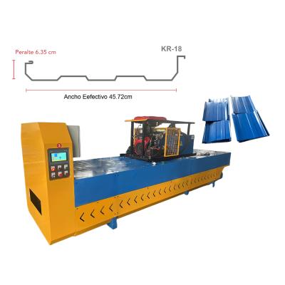 China 0.4-0.8mm Galvanized Steel KR18 Roll Forming Machine 22hp Gasoline Engine Portable Roof Panel for sale