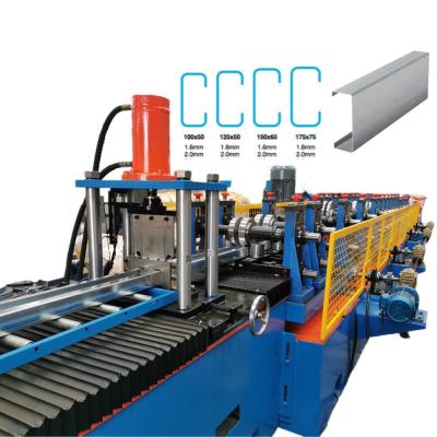 China C Purlin Roll Forming Machine 100-160mm Galvanized Steel Frame 20m/min Speed for sale