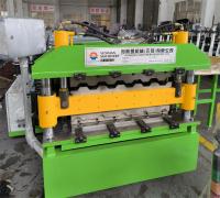 China Double Layer Fence Sheet and T7 Trapezoidal Panel Roll Forming Machine 0.3-0.8mm Thickness 7.5kw for sale