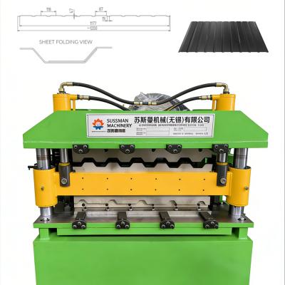 China Double Layer Fence Sheet and T7 Trapezoidal Panel Roll Forming Machine 0.3-0.8mm Thickness 7.5kw for sale
