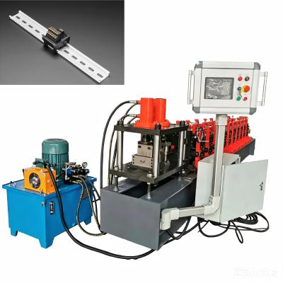 China 0.8-1.2mm Galvanized Steel Omega Hat Din Rail Roll Forming Machine for Electrical Cabinet Cable Tray for sale