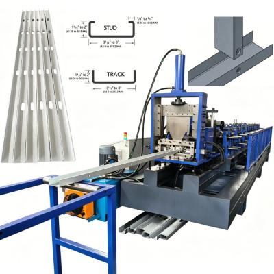 China 1.0-2.0mm Thickness 90mm-200mm Width C U Stud Track Roll Forming Machine with Hydraulic Punching for sale