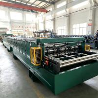 China USA 0.7-1.2mm Thickness Galvanized Steel 2.5 Inches Deck Composite Floor Deck Panel Roll Forming Machine With Embossing Roller For Sales for sale