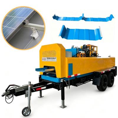 China 0.4mm-0.7mm Thickness SSR Plus Standing Seam Roll Forming Machine with Portable Trailer for sale