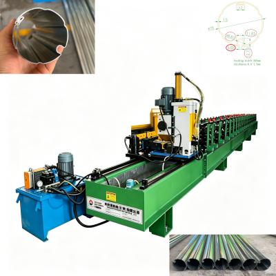 China 0.6-1.5mm Galvanized Coils Garden Canopy Awning Pipe Tube Roll Forming Machine Sunshade Patio Shelter Fly Saw Cutting for sale