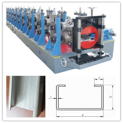 China Hydraulic Punching C Channel Cold Roll Forming Machine 3 Ton Manual Decoiler 1.5-2.2mm 12M/min for sale