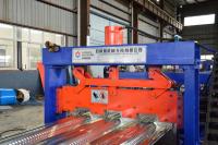 China 15KW Main Power Deck Floor Roll Forming Machine With Servo Following Cutting for sale