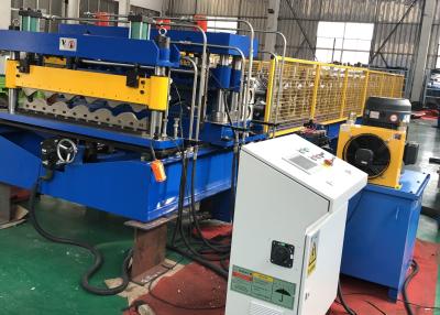 China 0.7mm PPGI Colored Steel Glazed Roofing Tile Roll Forming Machine 16 Stations 75mm Shaft for sale