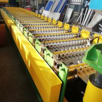 China 0.4mm Thin Material Thickness Corrugated Iron Zinc Sheet Roll Forming Machine With Stop Cutting for sale