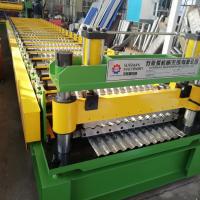 China 0.4mm Thin Material Thickness Corrugated Iron Zinc Sheet Roll Forming Machine With Stop Cutting for sale