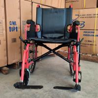 China Color Coating Folding Steel Wheelchair with Flip Up Desk Armrest Detachable Footrest 100kg Capacity for sale
