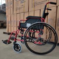 China Color Coating Folding Steel Wheelchair with Flip Up Desk Armrest Detachable Footrest 100kg Capacity for sale