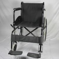 China Folding Steel Wheelchair 100kg Capacity Solid Front and Rear Wheels for sale