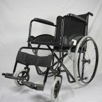 China Folding Steel Wheelchair 100kg Capacity Solid Front and Rear Wheels for sale