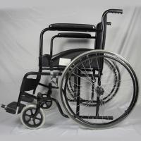 China Folding Steel Wheelchair 100kg Capacity Solid Front and Rear Wheels for sale