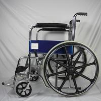 China Steel Frame Folding Wheelchair 100kg Capacity Fixed Armrest Footrest for sale