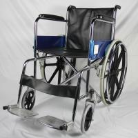 China Steel Frame Folding Wheelchair 100kg Capacity Fixed Armrest Footrest for sale