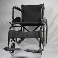 China Folding Steel Wheelchair 100kg Capacity Powder Coated Frame Fixed Armrest Footrest for sale