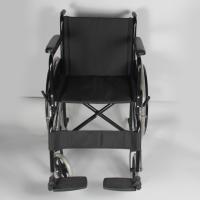 China Folding Steel Wheelchair 100kg Capacity Solid Castor Mag Rear Wheel Elderly Care for sale