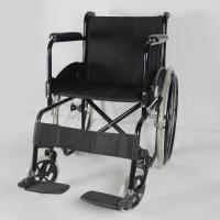 China Folding Steel Wheelchair 100kg Capacity Solid Castor Mag Rear Wheel Elderly Care for sale