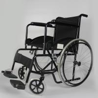 China Folding Steel Wheelchair 100kg Capacity Solid Castor Mag Rear Wheel Elderly Care for sale
