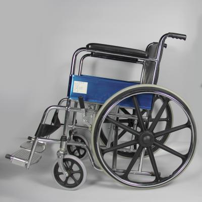China Folding Transport Wheelchair 100kg Capacity Chromed Steel Frame Post Surgical Care for sale