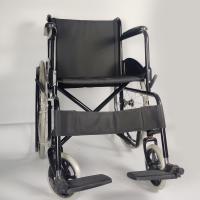 China Folding Steel Wheelchair Fixed Footrest Powder Coating Frame 100kg Capacity 44cm Seat Width for sale