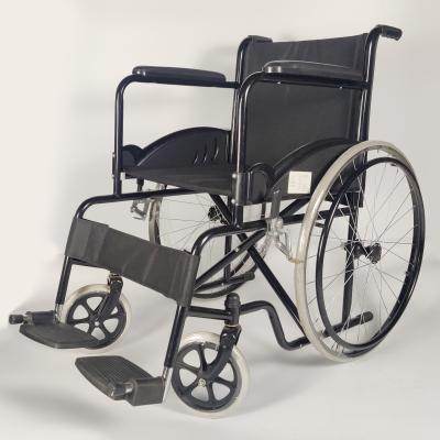 China Folding Steel Wheelchair Fixed Footrest Powder Coating Frame 100kg Capacity 44cm Seat Width for sale