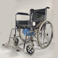 China 2 in 1 Multifunction Folding Steel Wheelchair with U Shape Commode Seat 100kg Capacity for sale
