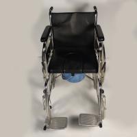 China 2 in 1 Multifunction Folding Steel Wheelchair with U Shape Commode Seat 100kg Capacity for sale