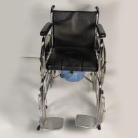 China Foldable Steel Commode Wheelchair with Solid Castor and Rear Wheel 2-in-1 for sale
