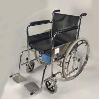 China Foldable Steel Commode Wheelchair with Solid Castor and Rear Wheel 2-in-1 for sale