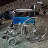 China Folding Steel Wheelchair for Surgical Care with Solid Castor 100kg Capacity 44cm Seat Width for sale
