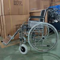 China Multifunctional Folding Steel Wheelchair 100kg Capacity Detachable Desk Armrest Elevating Footrest for sale
