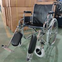 China Multifunctional Folding Steel Wheelchair 100kg Capacity Detachable Desk Armrest Elevating Footrest for sale