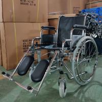 China Multifunctional Folding Steel Wheelchair 100kg Capacity Detachable Desk Armrest Elevating Footrest for sale