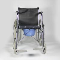China Commode Folding Steel Wheelchair with Solid Castor and Rear Wheel 2-in-1 for sale