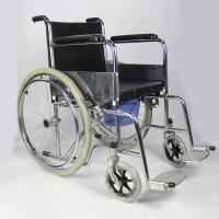 China Commode Folding Steel Wheelchair with Solid Castor and Rear Wheel 2-in-1 for sale